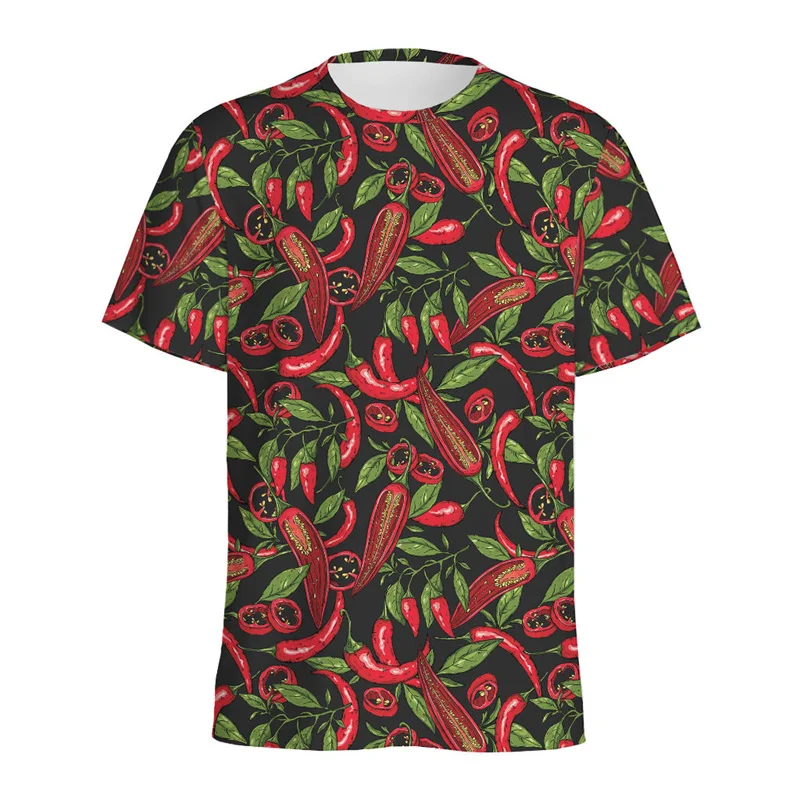 Colorful Peppers 3D Printed T-shirt For Men Summer Casual Short Sleeve ...