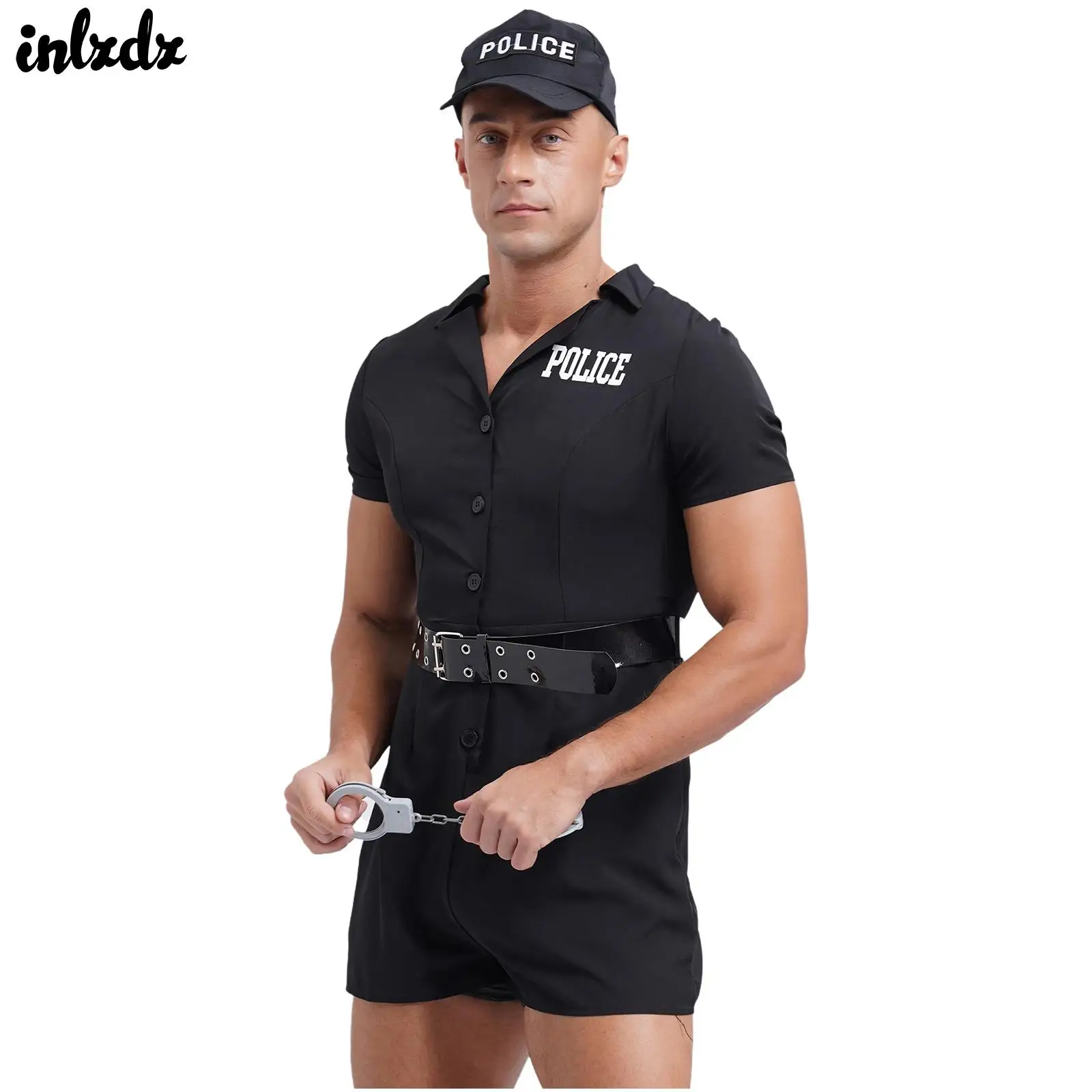 Mens-Policeman-Drillmaster-Cosplay-Costumes-Short-Sleeve-Letter-Print ...