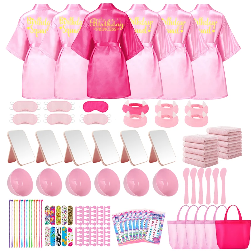 6-8-10-Set-Birthday-Princess-Robes-Spa-Party-Robe-for-Girls-Kids ...