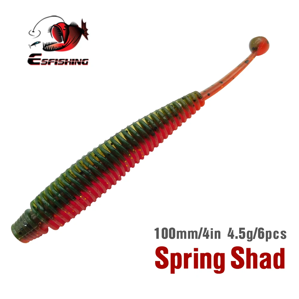 ESFISHING-Soft-Silicone-Bait-Spring-Shad-100mm-6pcs-Pintail-Many-Colors ...