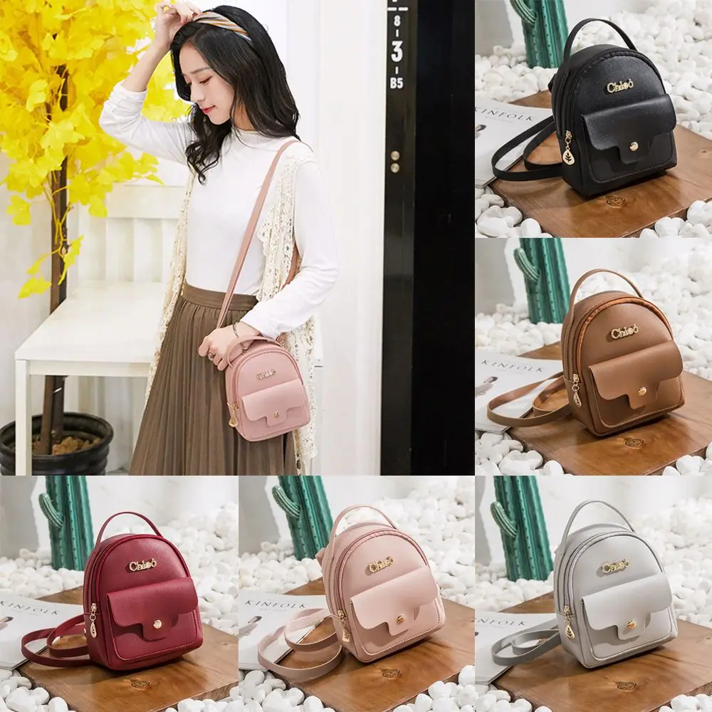 Fashion-Women-Mini-Backpack-Solid-Color-PU-Leather-Small-Backpacks ...