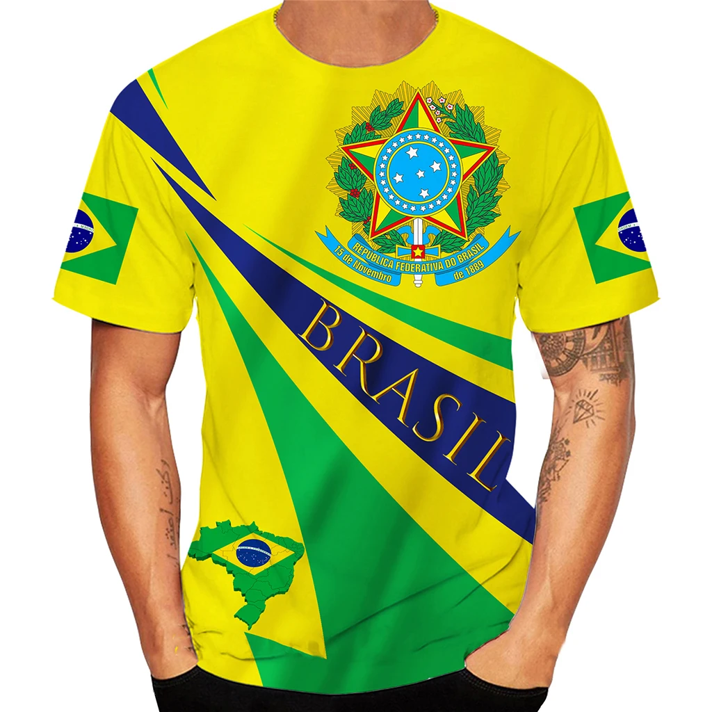 Brazil-T-Shirts-Brazilian-Flag-Emblem-3D-Print-T-Shirt-Men-Women-Unisex ...