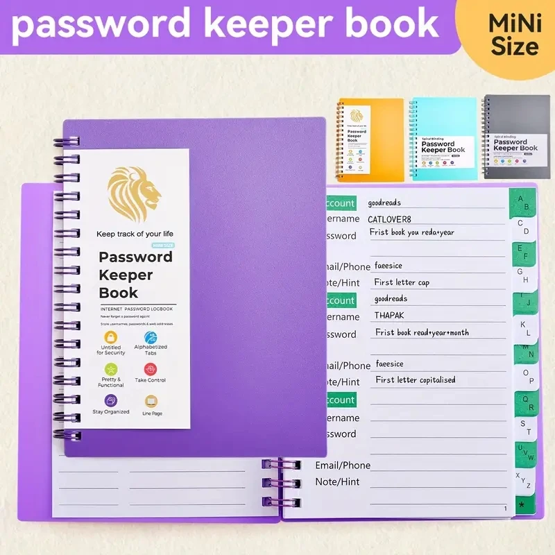 A6-MINI-Size-Spiral-Password-Keeper-Book-With-Alphabetical-Tabs ...