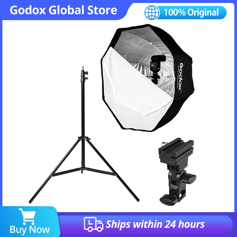Godox 31.5in 80cm Octagon Umbrella Softbox 200cm Light stand Umbrella Hot Shoe Bracket Kit for ...