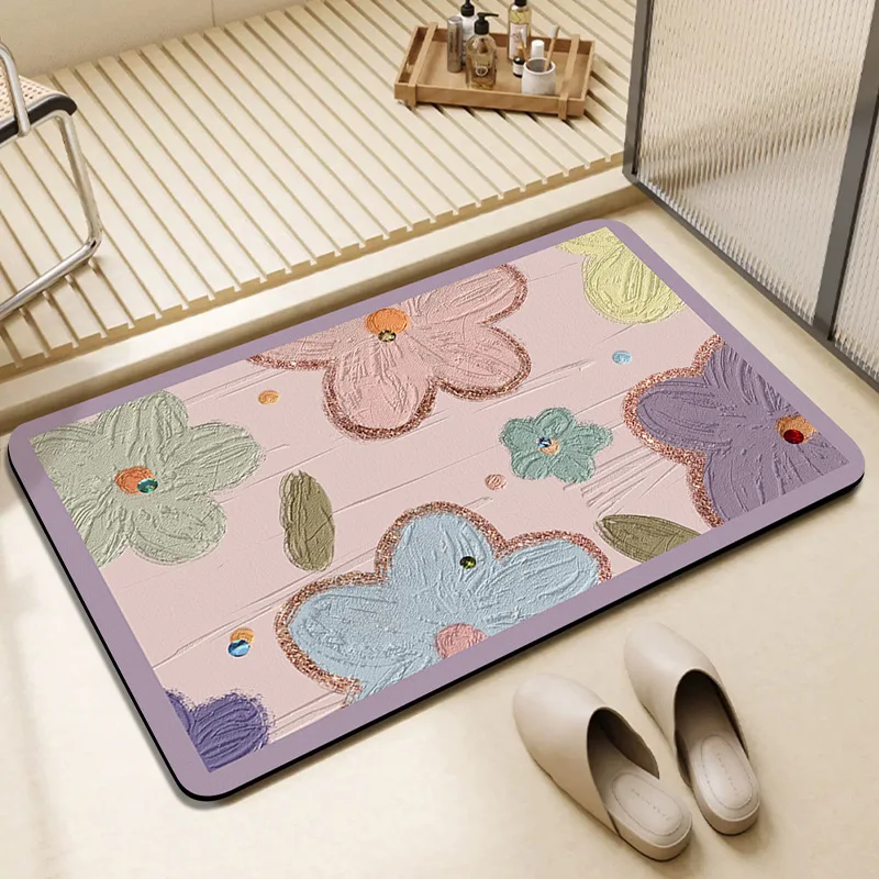 Fresh-Flower-Bathroom-Water-Absorbing-and-Anti-Slip-Soft-Diatom-Mud ...