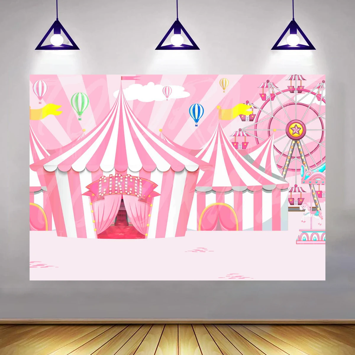 Pink-Circus-Theme-Backdrop-Carnival-Night-Carousel-Birthday-Party ...