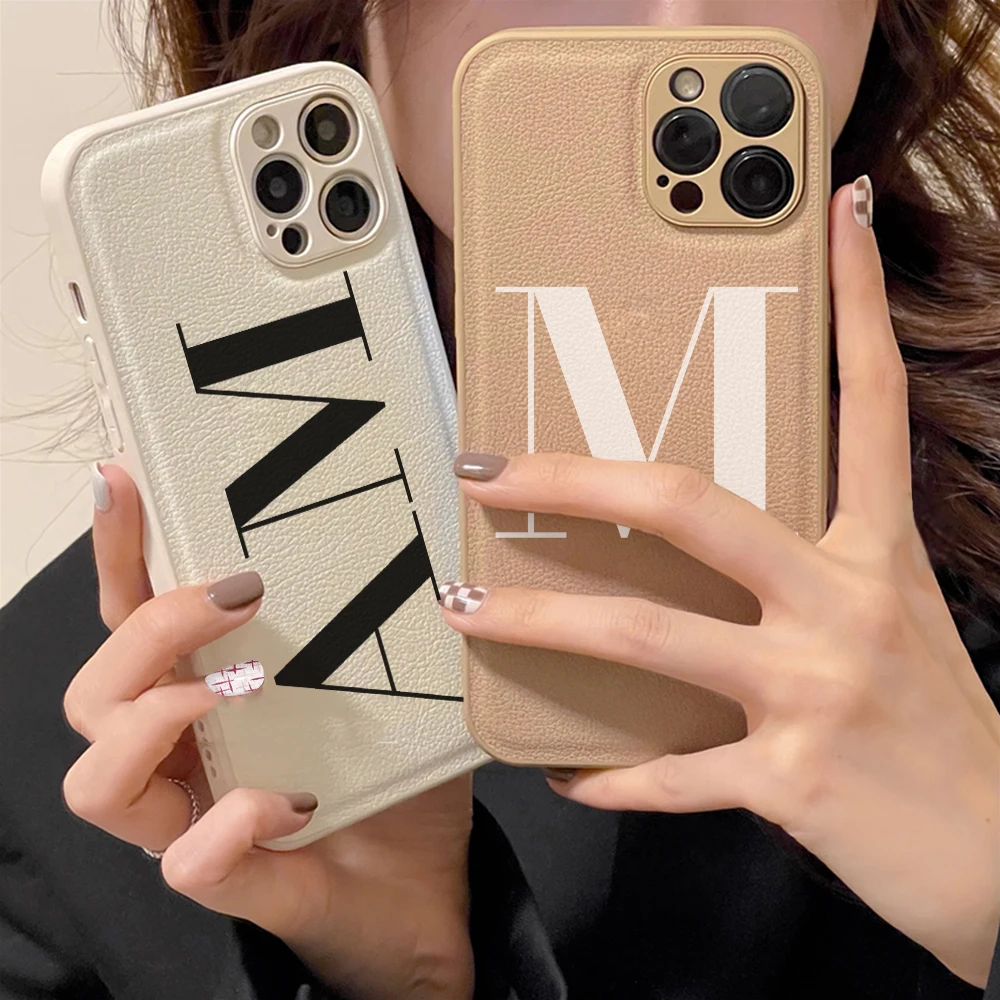 Iphone 12 Leather Case Initials | Leather Phone Case Initials - Leather ...