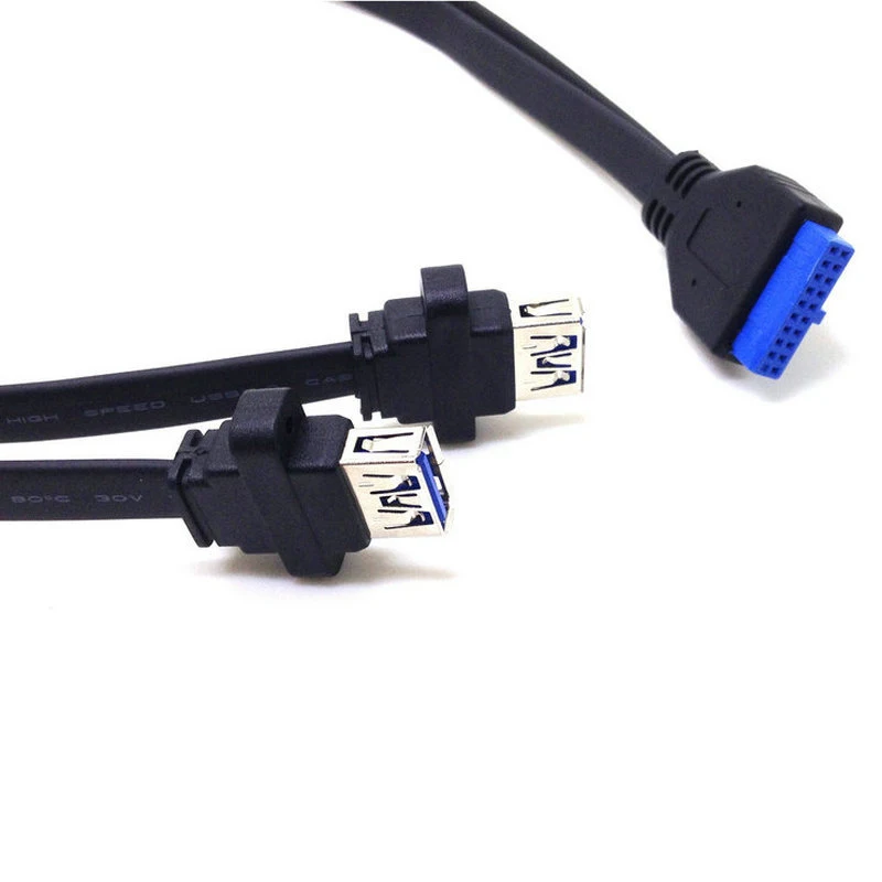 1pc Dual 2 Port USB 3.0 Front Panel Extension Cable A Type Female to 20 Pin Box Header Female ...