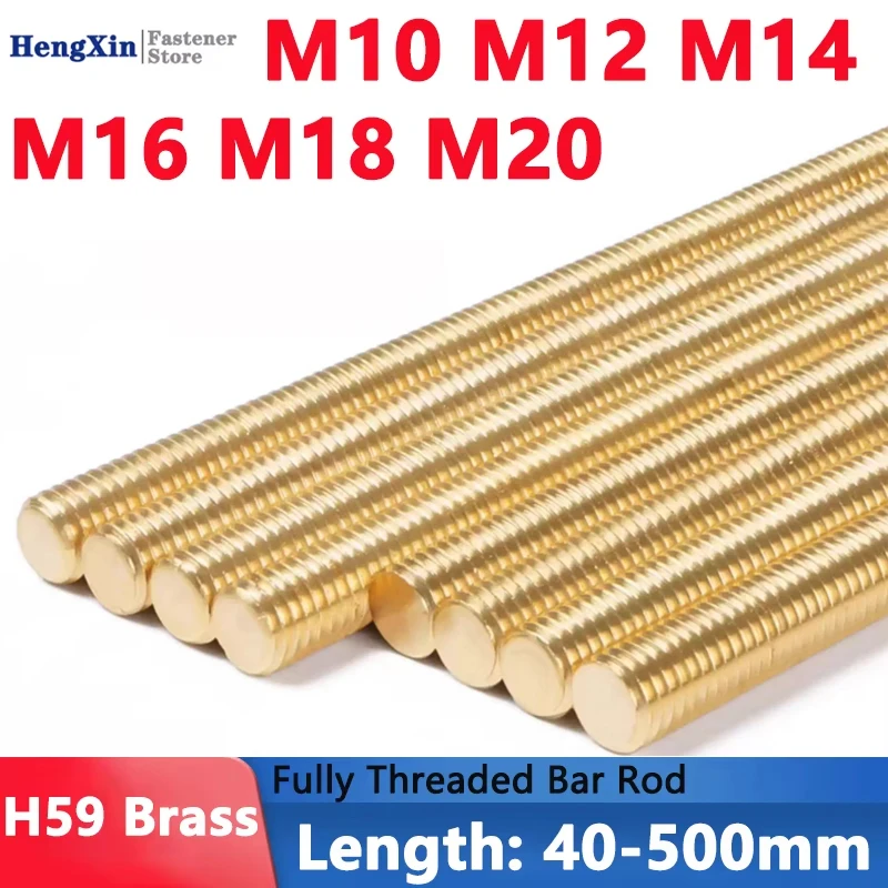 1-2Pcs M10 M12 M14 M16 M18 M20 Brass Full Threaded Rod Fully Metric ...