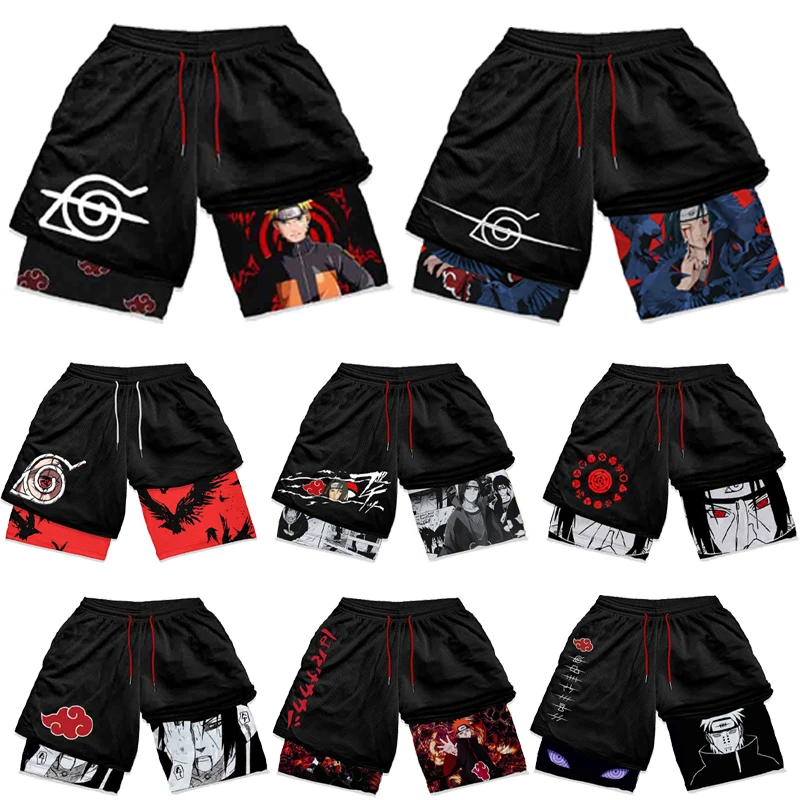 Naruto Anime Shorts Men Gym Short Pants Itachi Pain Manga Print Summer ...