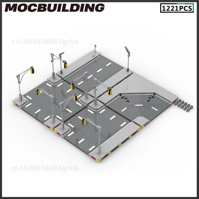 MOC Building Block Street View City Road Series Intersection Straight T ...