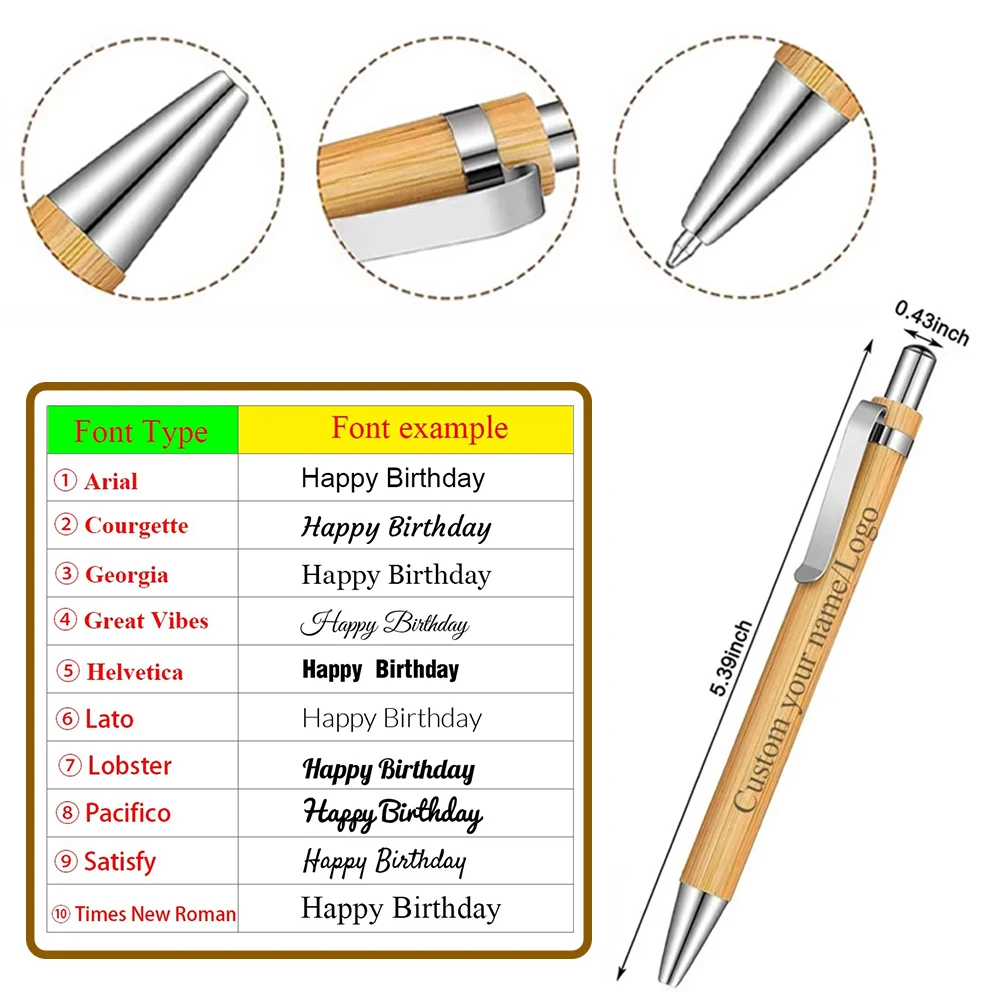 Wholesale100 50 20PCS Natural Bamboo Home Ballpoint Pens Laser ...