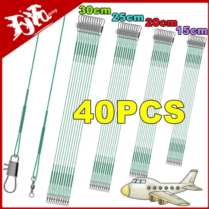 New-40PCS-15-20-25-30cm-Stainless-Steel-Wire-Leader-Fishing-Leash-With ...
