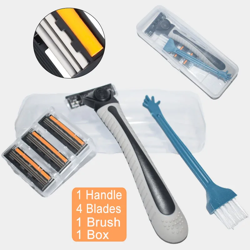 1Handle-4Blades-Set-New-Design-For-Men-Razor-Shaving-3-Layer-Shaver ...