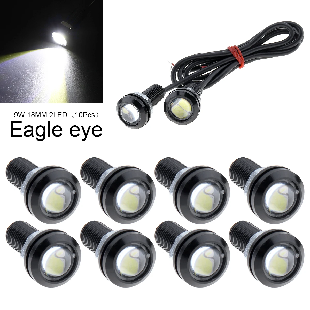 10-x-9W-900LM-18mm-DRL-Daytime-Reversing-LED-Eagle-Eye-Car-Fog-Backup ...