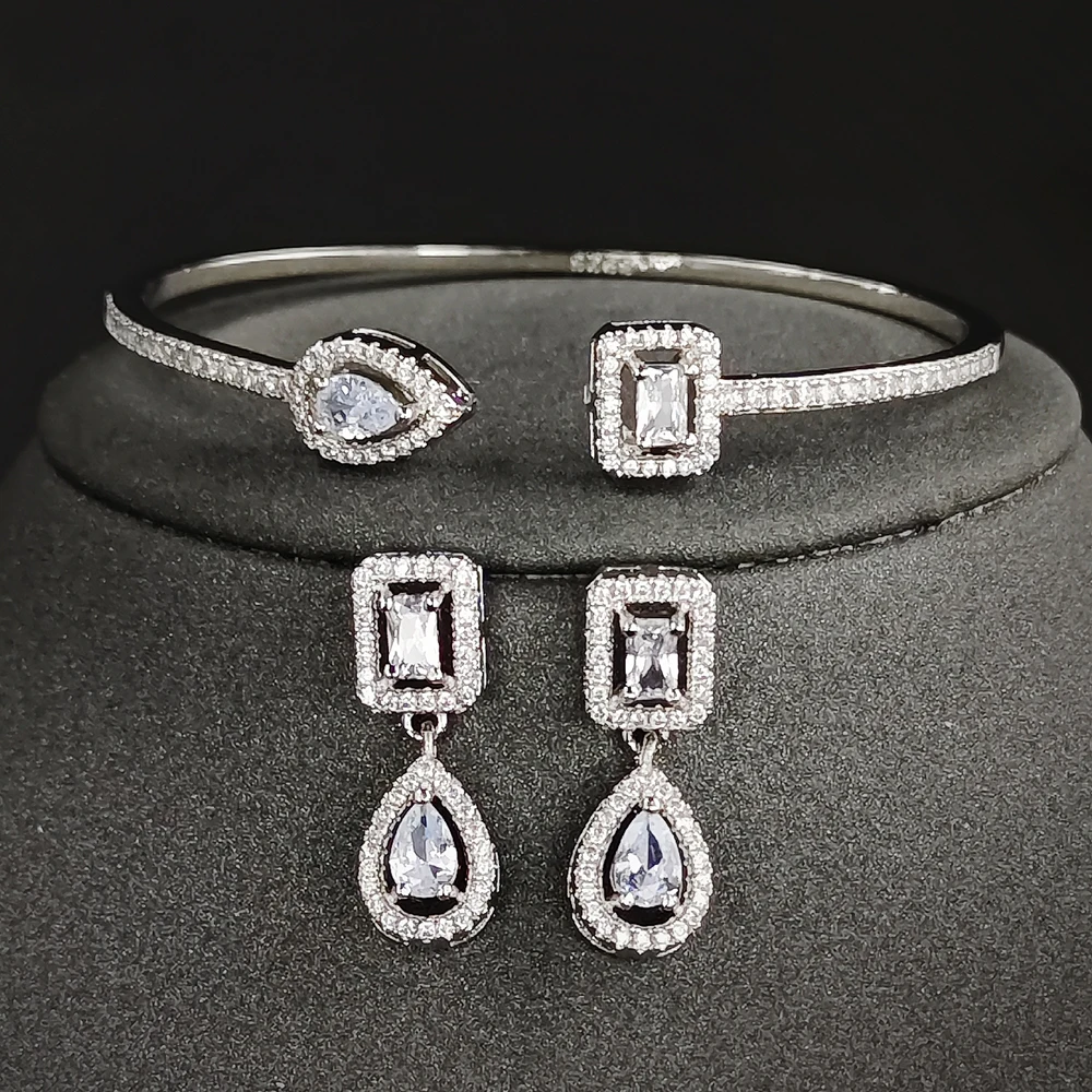 Conjuntos-de-joyas-de-lujo-para-mujer-Princesa-Color-plateado-novia-Dub ...