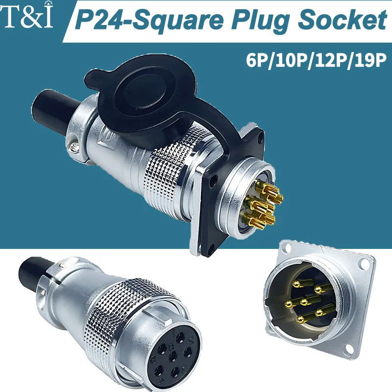 1PCS-High-Quality-P24-Aviation-Plug-Socket-with-Square-Flange-and-Male ...