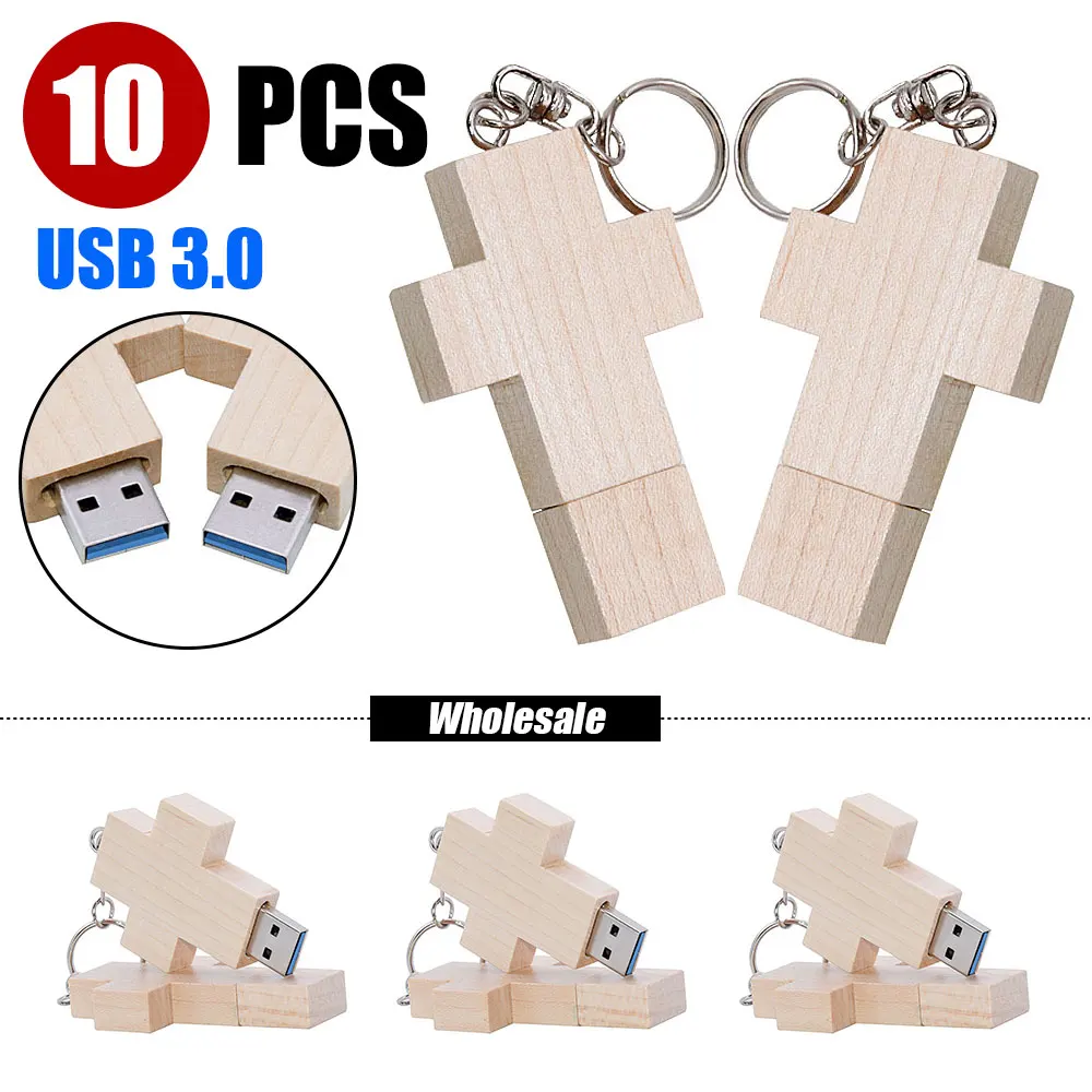 10PCS-Customized-Wooden-Cross-Usb-Flash-Drive-Pen-Drive-Memory-Usb-3-0 ...