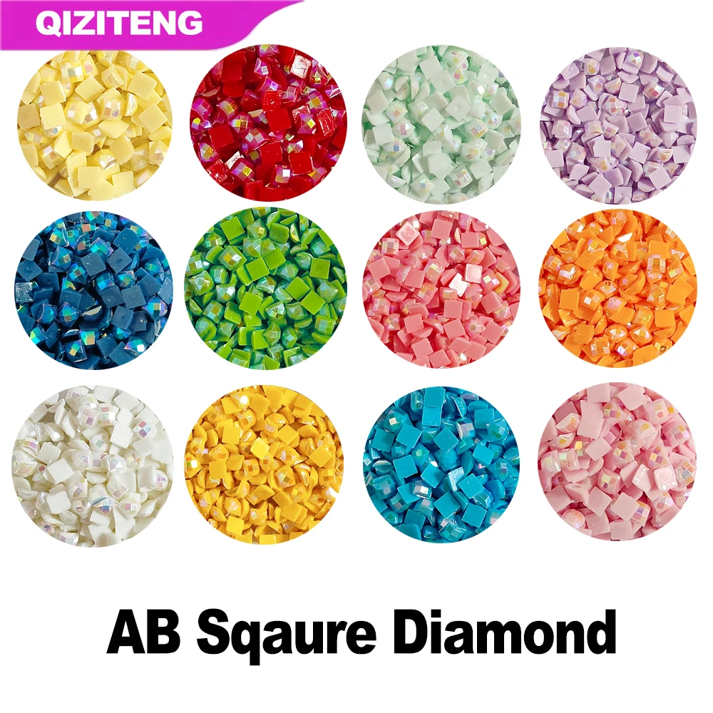 Single Color AB Square Diamond Beads for 5D Diamond Paintings Resin AB ...