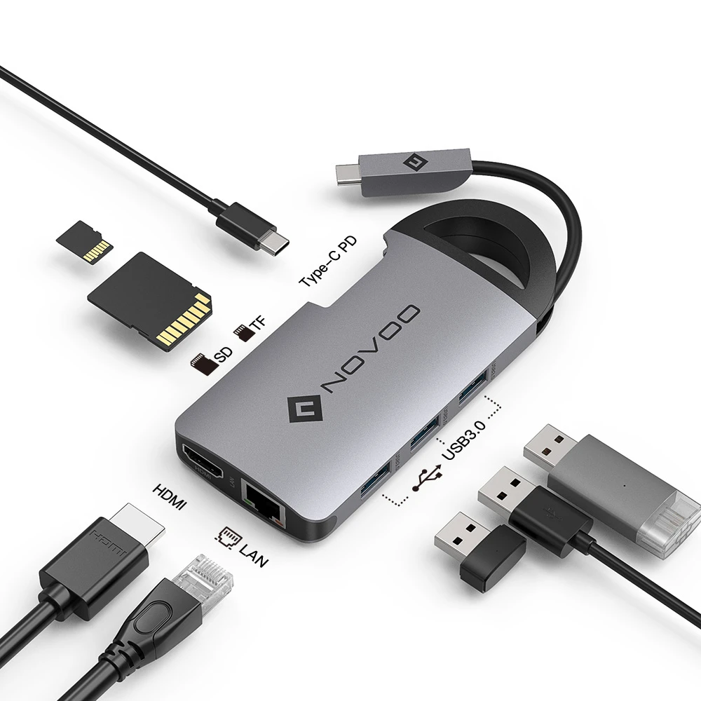 Novoo 8-in-1 Usb C Hub 4k Hdmi 100w Power Delivery 1000mbps Ethernet ...