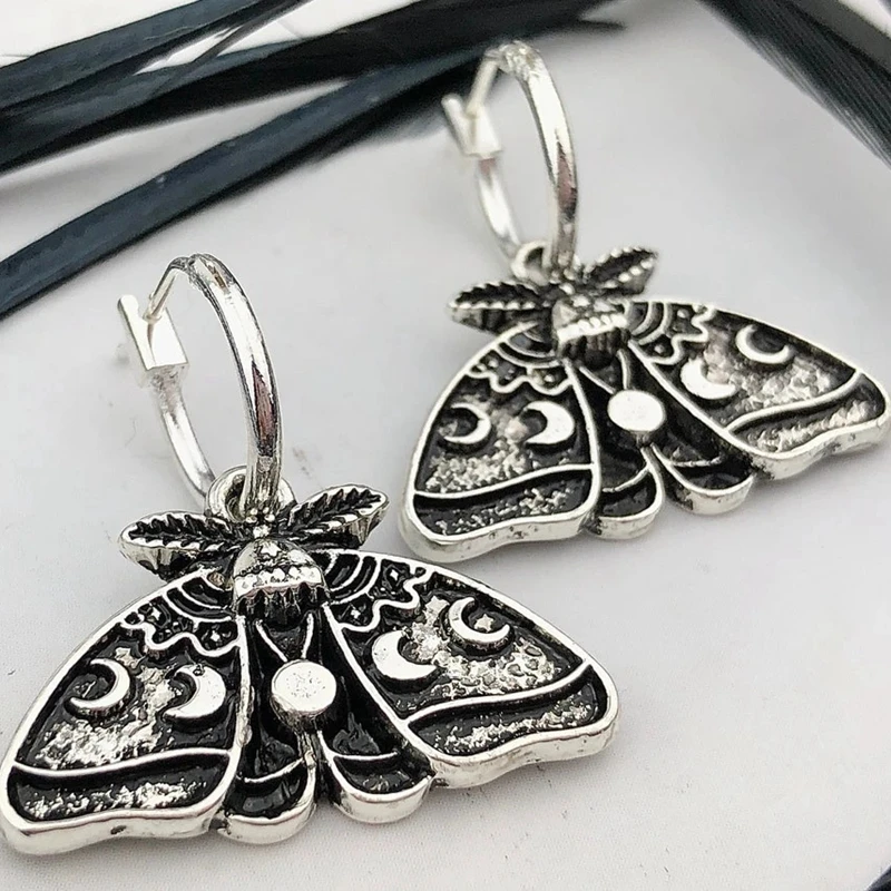 Gothic-Vintage-Moth-Ear-Hoops-For-Women-Girls-Fashion-Pagan-Witch ...