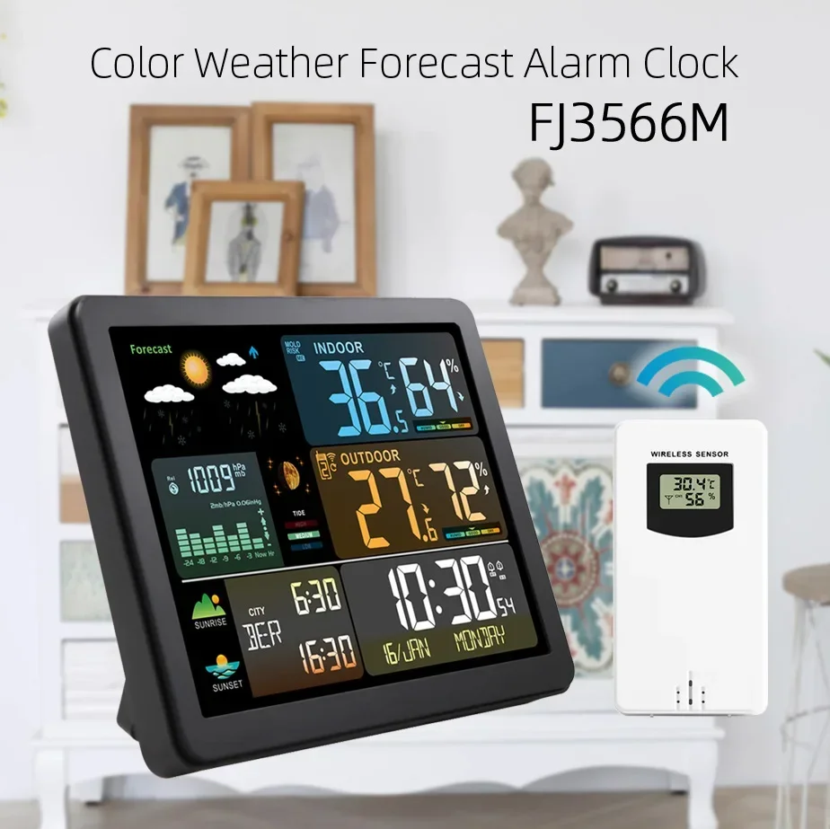 Multifunction Weather Station Alarm Clock Thermometer Hygrometer Color ...