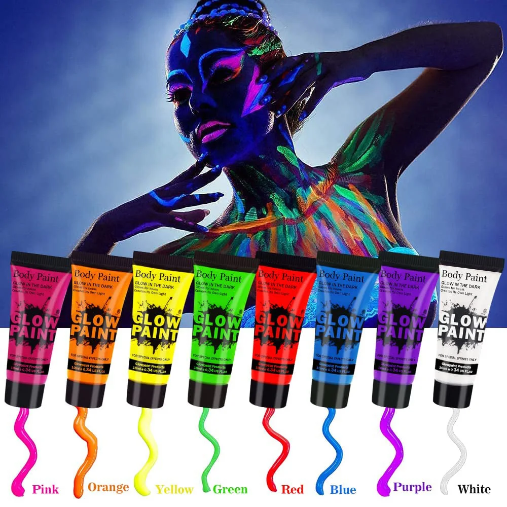 Body Face Paint Glow In The Dark Face Paint For Kids With Stencils Uv ...