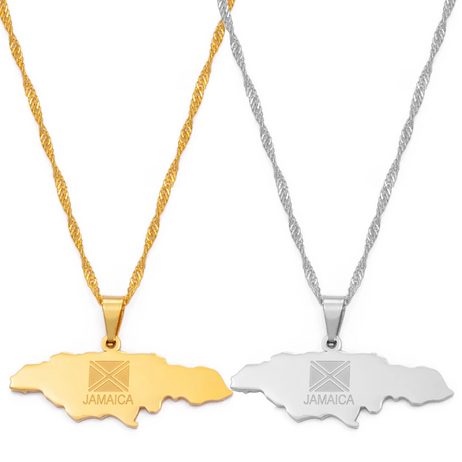 Anniyo-Jamaica-Map-Pendant-Necklaces-Jewellery-Silver-Color-Gold-Color ...