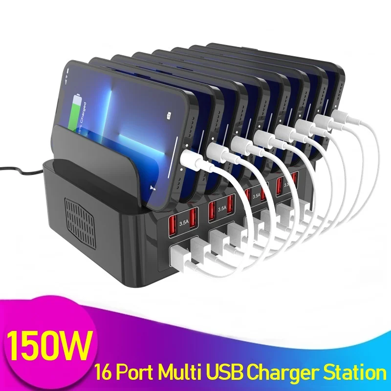Qi Charging Base 16-Port Industrial USB-C PD Charging Station - 1000W ...