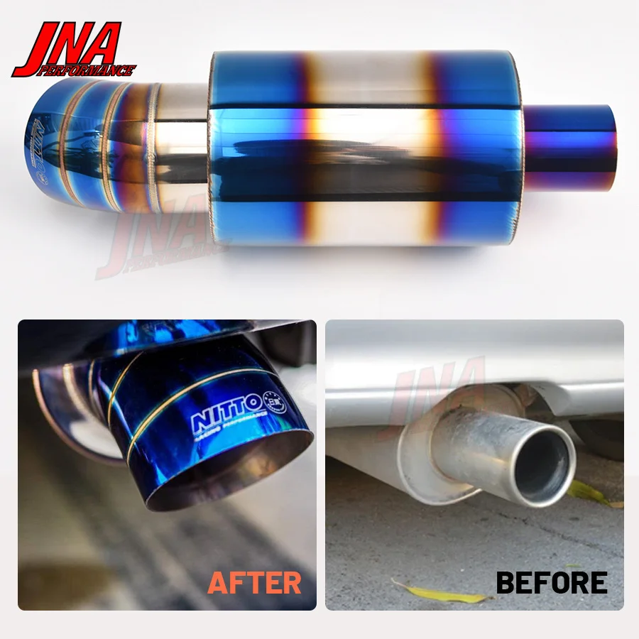 NITTO Titanium Blue Racing Car Exhaust Pipe Universal 51/63mm Stainless ...
