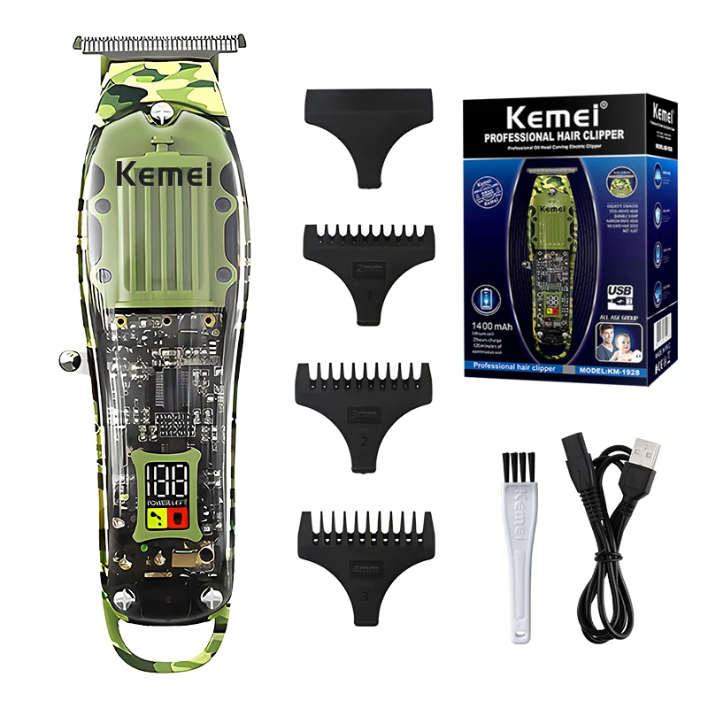 Kemei-Transparent-Hair-Clipper-Professional-Push-Oil-Head-Electric-Hair ...