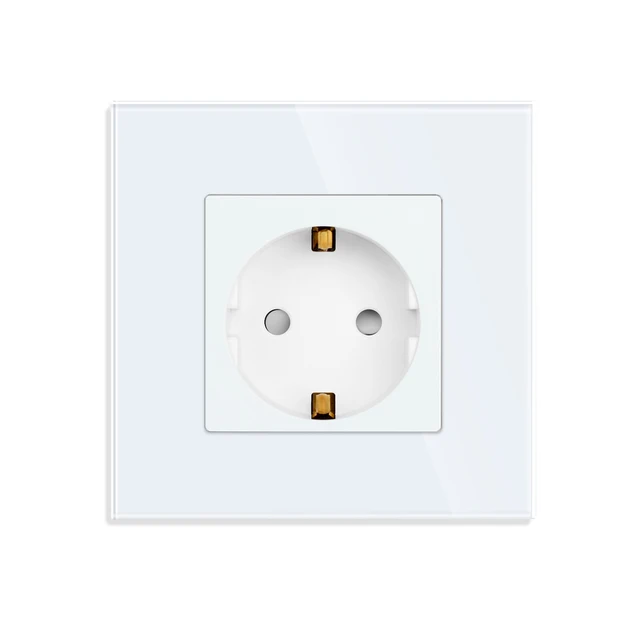 EU Standard Single Power Socket Touch Switch Crystal Panel USB Double ...
