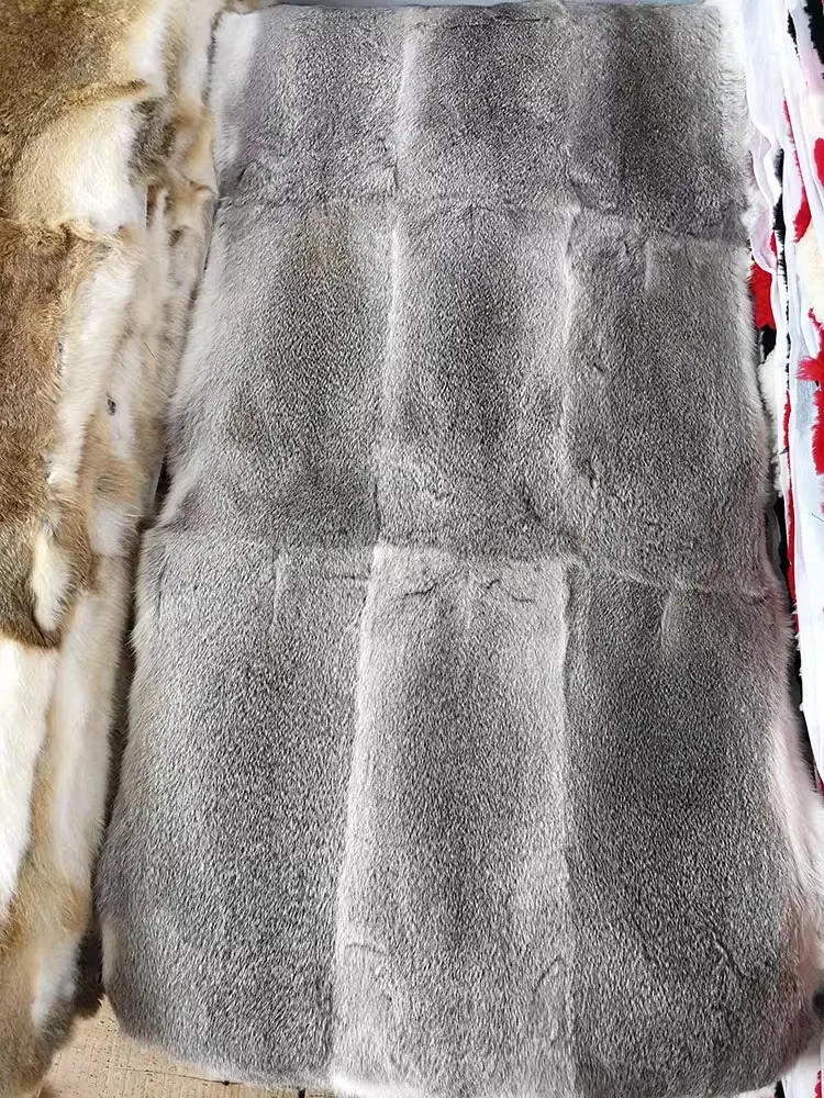 Natural real genuine full pelt rabbit Fur Blanket leather Soft plate ...