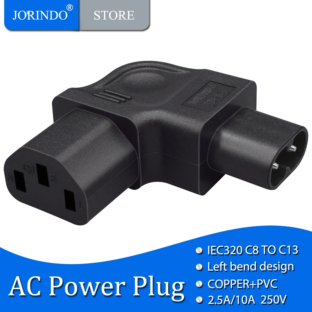 JORINDO-IEC320-C8-TO-C13-AC-power-adapter-2-pin-Figure-8-shape-C8-male ...