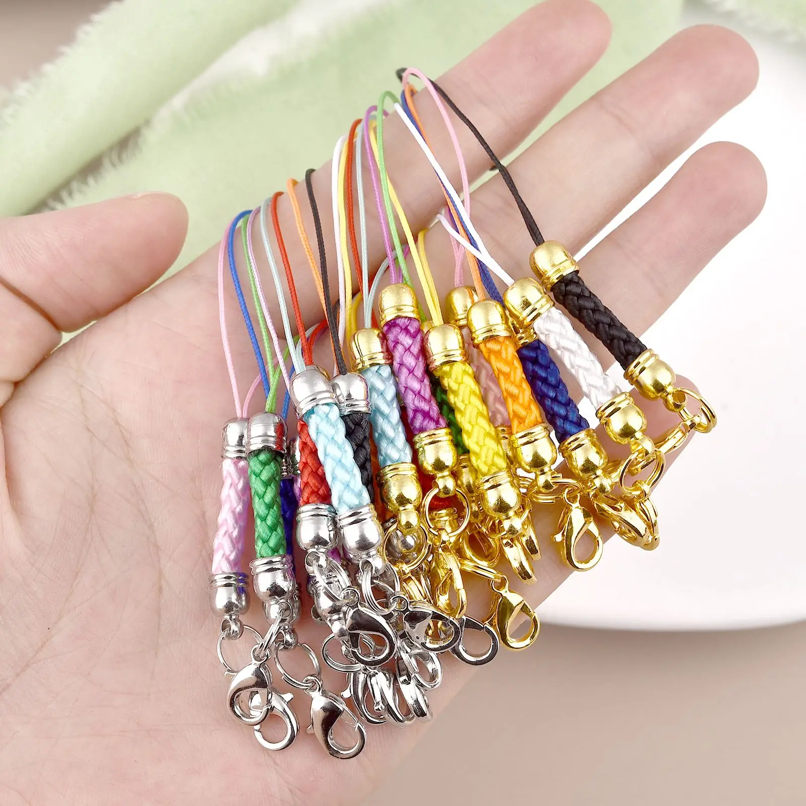 10pcs-Pack-Keychain-Rope-With-Lobster-Clasp-Jump-Rings-Lanyard-Lariat ...