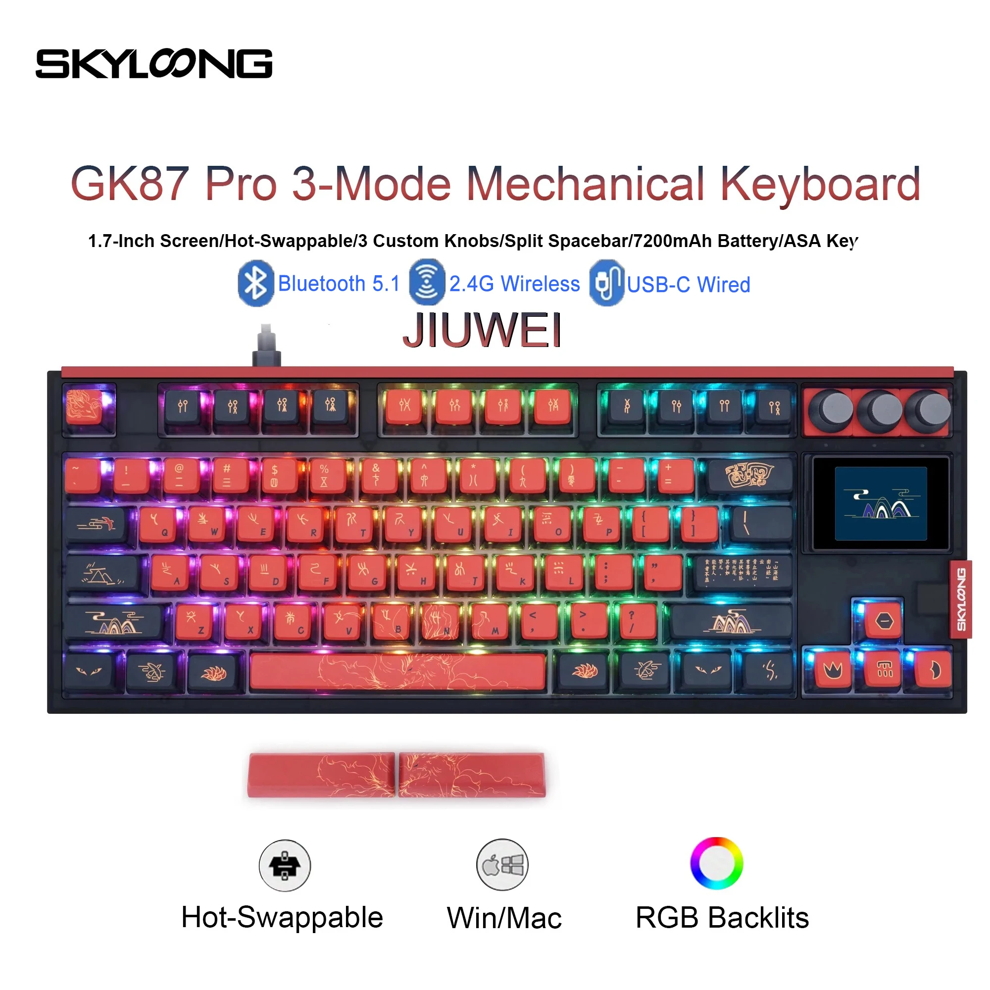 SKYLOONG-GK87-Pro-3-Mode-Wireless-Mechanical-Keyboard-Full-Key-Hot ...