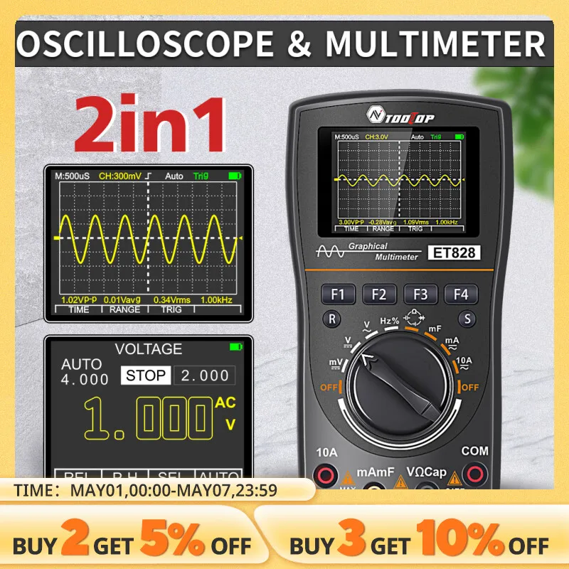 TOOLTOP-ET828-Handheld-Digital-Oscilloscope-Multimeter-2-5Msps-Sampling ...