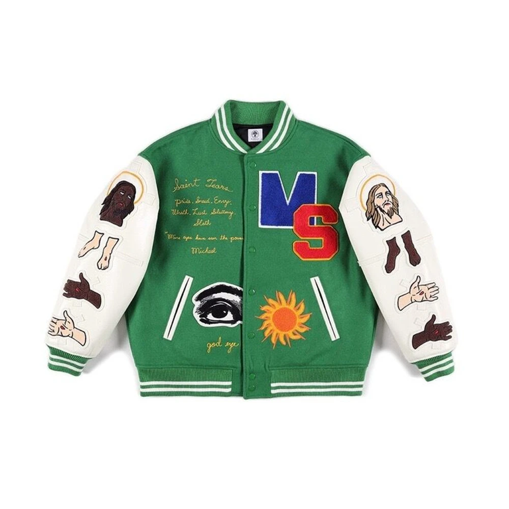 Chaqueta de béisbol bordada con parches sueltos e informales de Saint ...