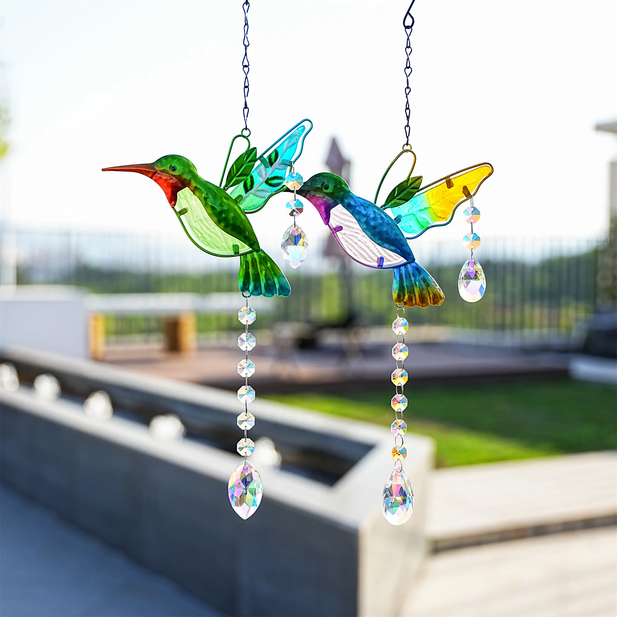 Glass Hummingbird Suncatcher Ornament