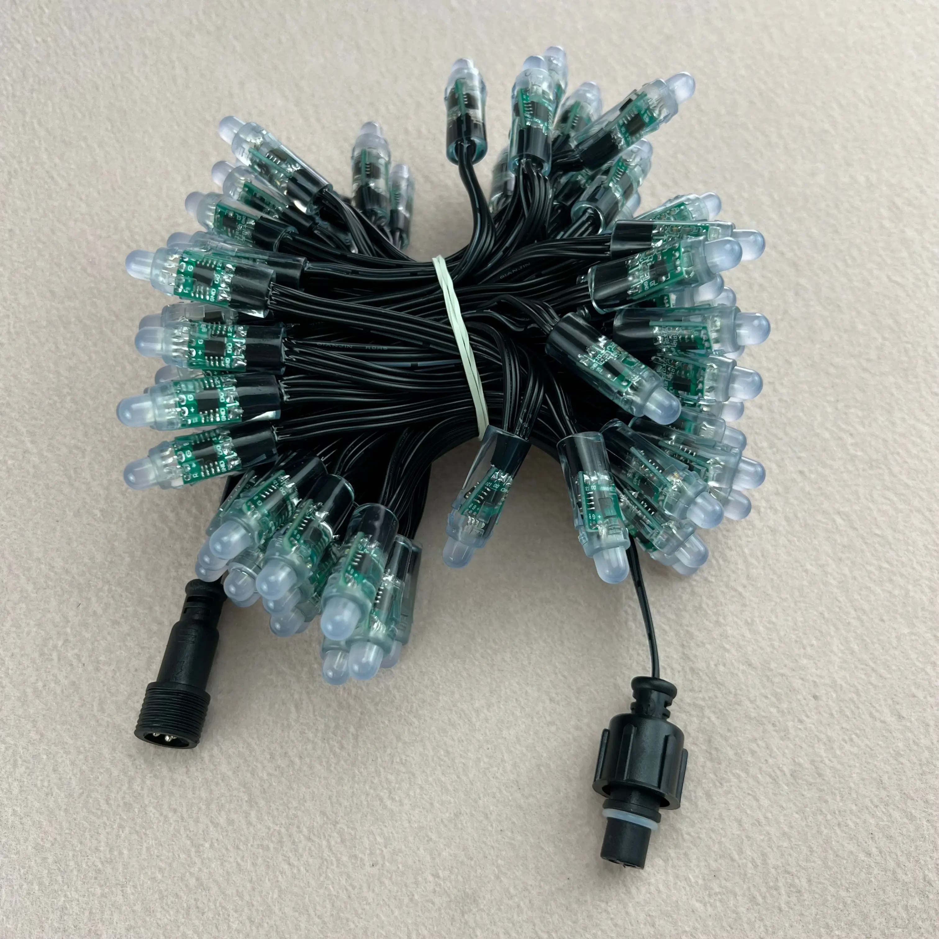 100pcs/set bullet regulated type DC12V addressable 12mm WS2811 RGB led smart pixel node;BLACK ...