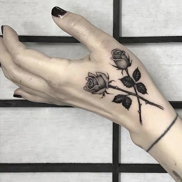 Rose Tattoos On Hand For Girls