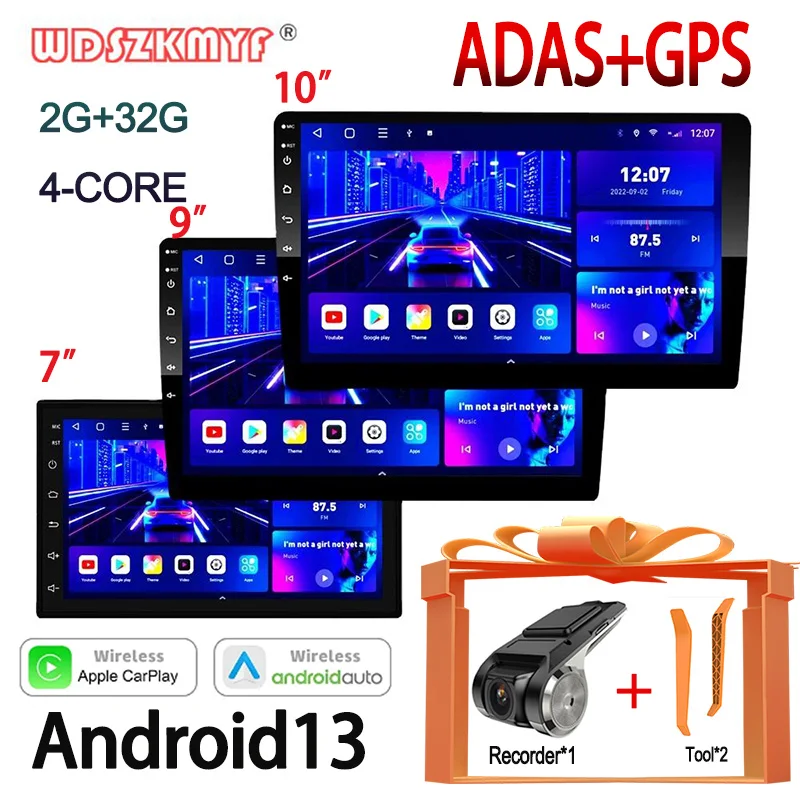7/9/10 Inch Car Radio 2Din GPS Wireless Apple Carplay Auto Android 13 ...