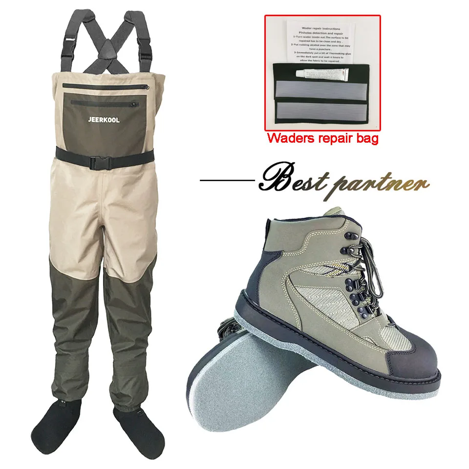 Fishing-Hunting-Waders-and-Felt-Rubber-Sole-Shoes-Waterproof-Wading ...