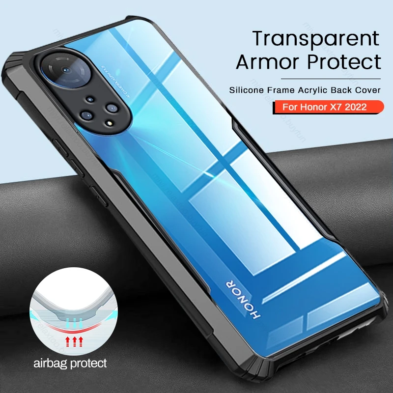 Honer-X7-Case-Clear-Acrylic-TPU-Frame-Back-Cover-For-Honor-X7-X-7-2022 ...