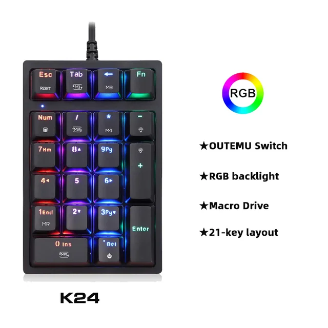 Motospeed Darmoshark K3-PRO K24 Numeric Mechanical Gaming Keyboard 19 ...