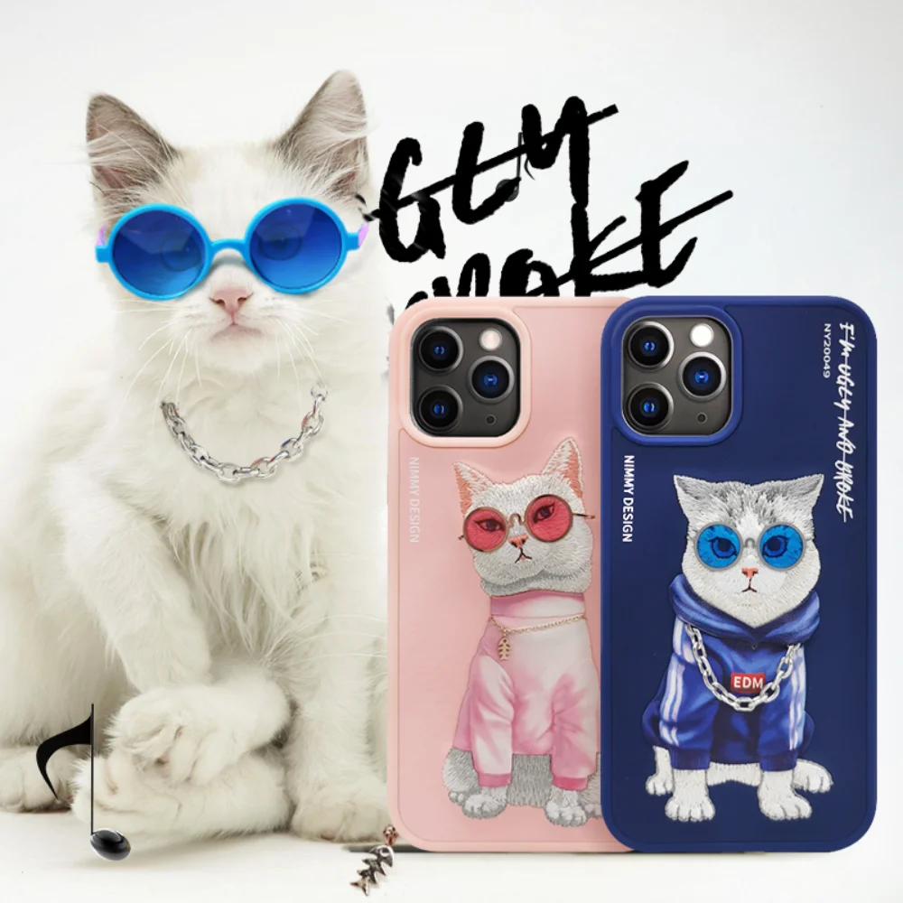 Luxury Fashion Cat Phone Case | Cat Embroidery Phone Case | 3d ...