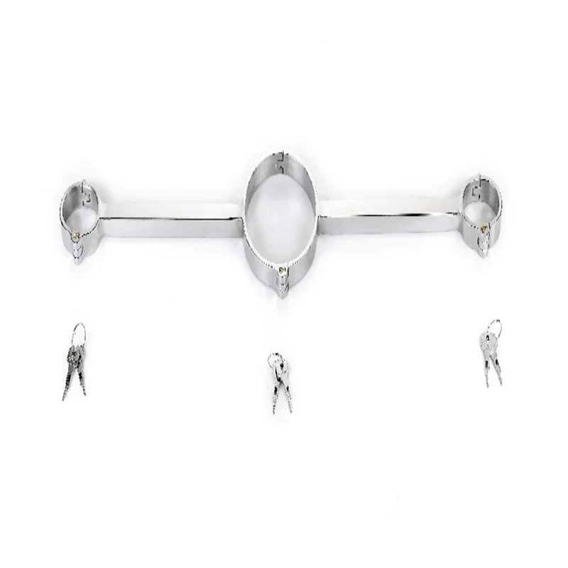 Metal Bondage Lock Neck Collar Hand Cuffs Stainless Steel Slave Bdsm