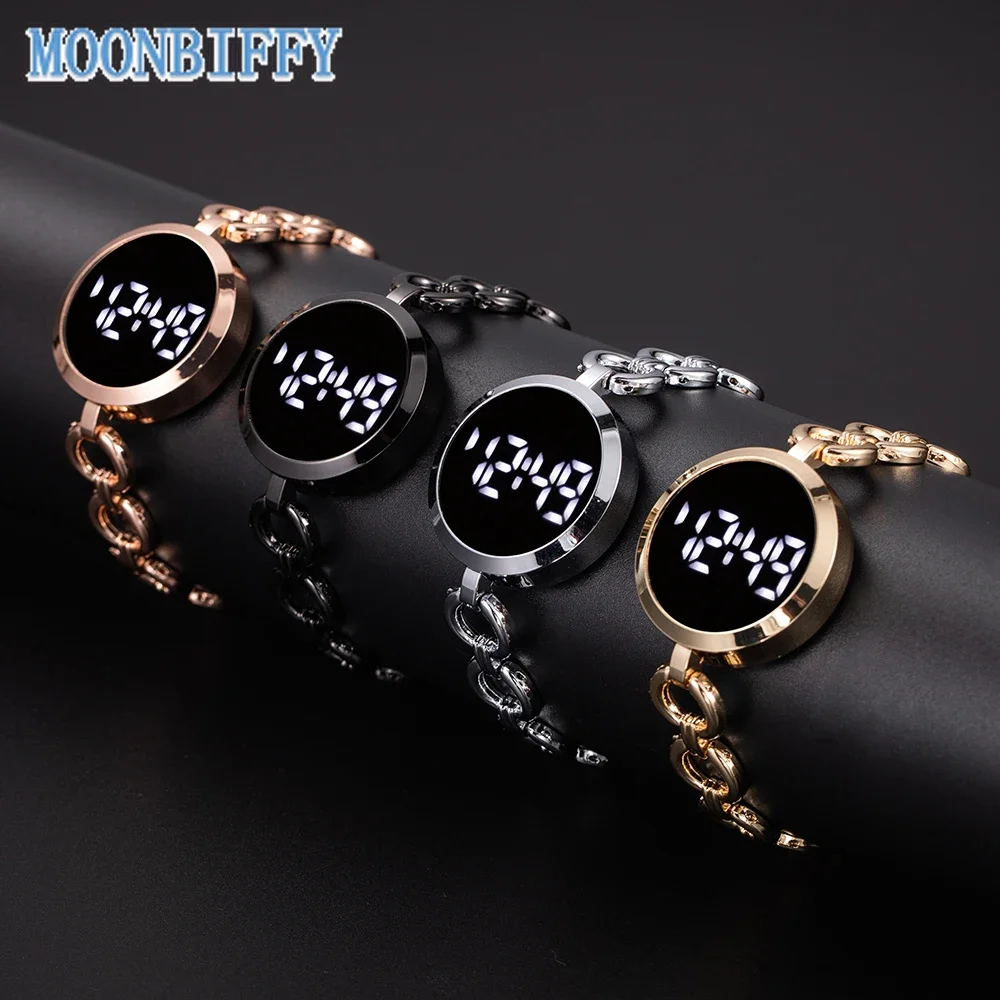 Luxury-Women-LED-Digital-Watch-Rose-Gold-Stainless-Steel-Ladies-Dress ...