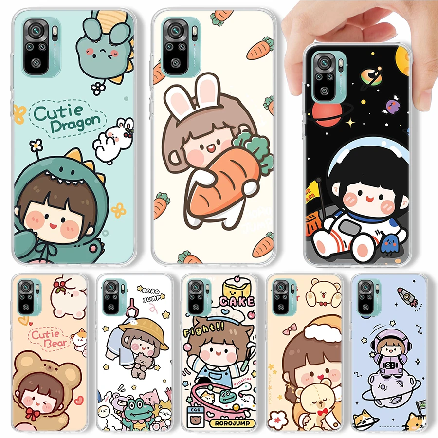 INS Cartoon Kawaii Girls Phone Case For Xiaomi Redmi Note 10 10S 11 11S ...