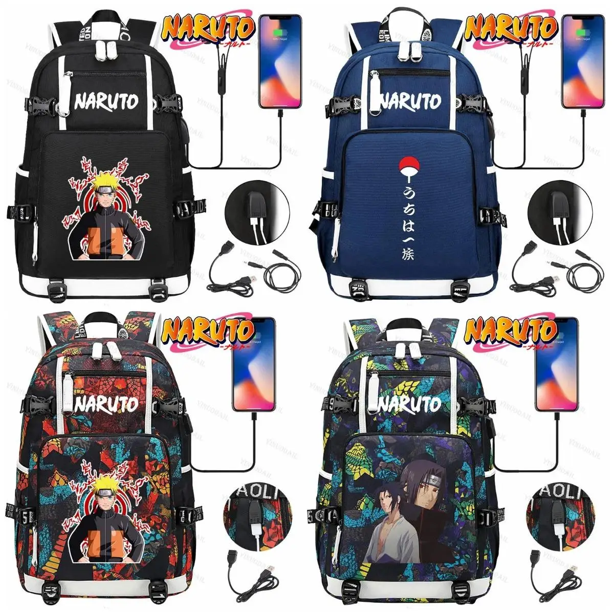 Waterproof Naruto School Bag Naruto Print Backpack - 16 Inches Sac à ...